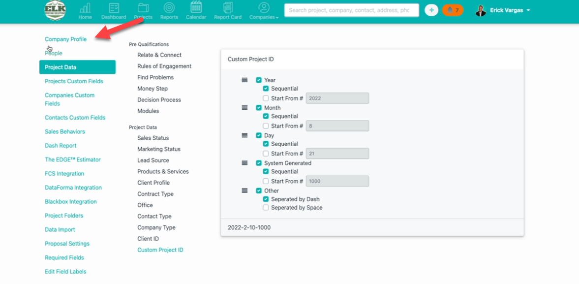 Setting Up Your Custom Project Id Numbers